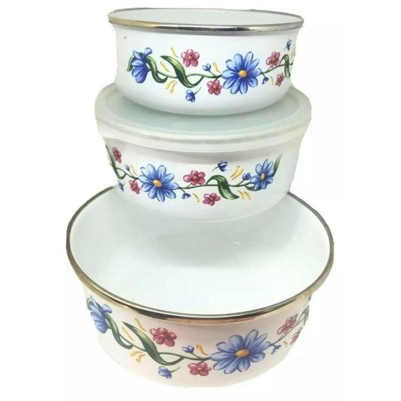Unbranded | Kitchen | Vintage Kitchen Containers White Floral 3 Pc ...